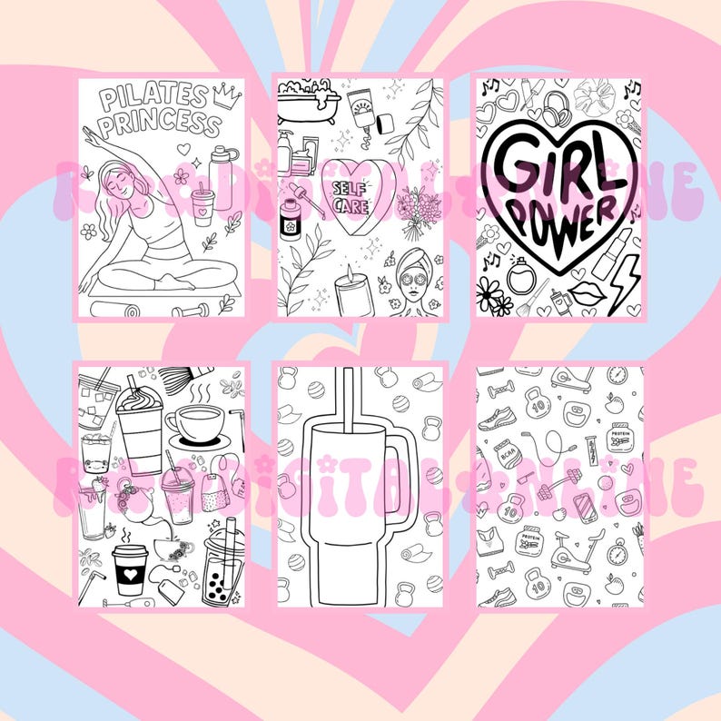 Pink Pilates Princess Coloring Book | Aesthetic Gym Girl, Matcha Latte ...