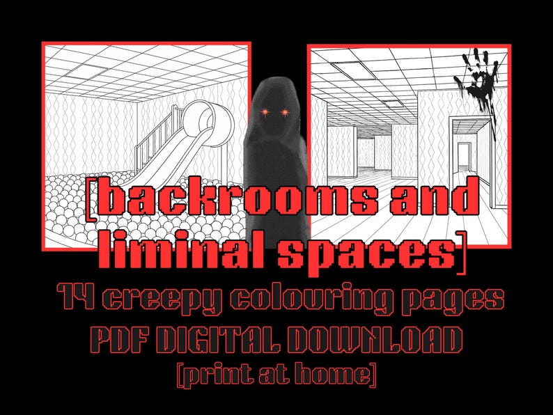 Backrooms Coloring Page for Adults – Creepy Liminal Space Horror ...