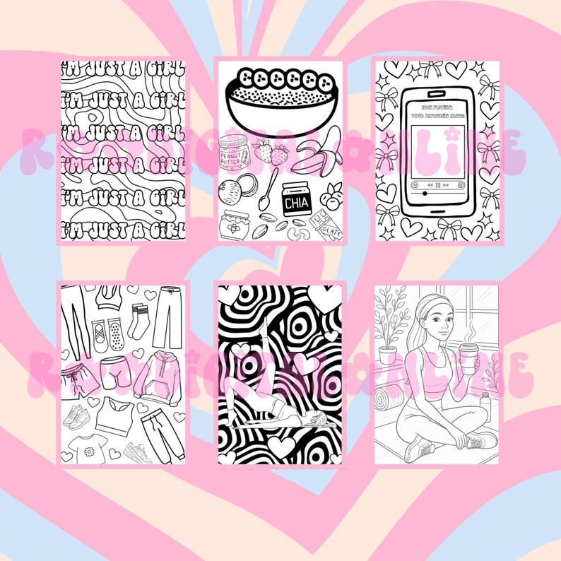 Pink Pilates Princess Coloring Book | Aesthetic Gym Girl, Matcha Latte ...