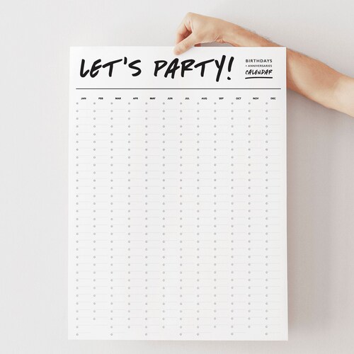 Let's Party Birthday Calendar Perpetual Calendar - Etsy