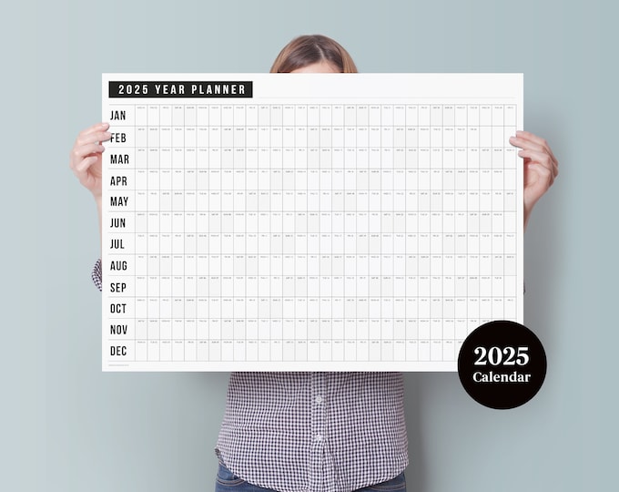 2025 Block Year Planner - 2025 Wall Calendar - Monthly Planner - 2025 ...
