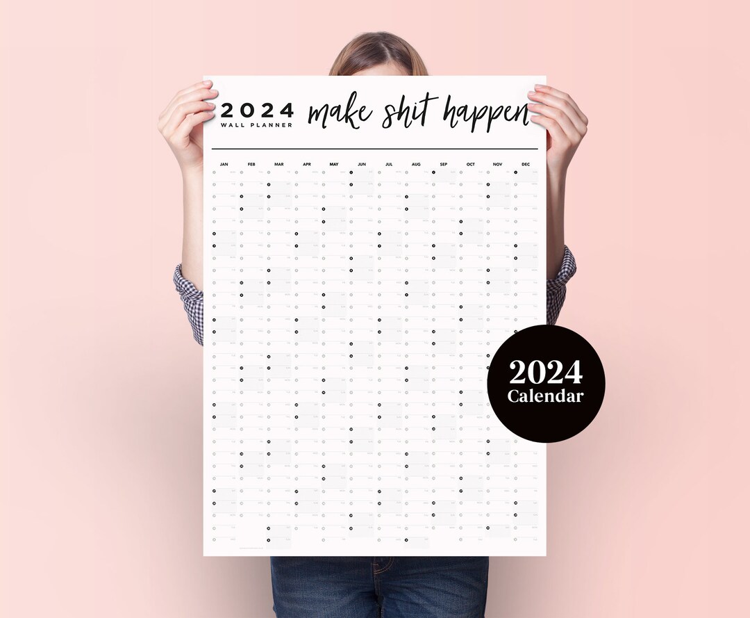 2024 Make Shit Happen Portrait Year Planner Wall Calendar Monthly ...