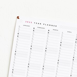 2025 Narrow Portrait Year Planner - 2025 Wall Calendar - Monthly ...