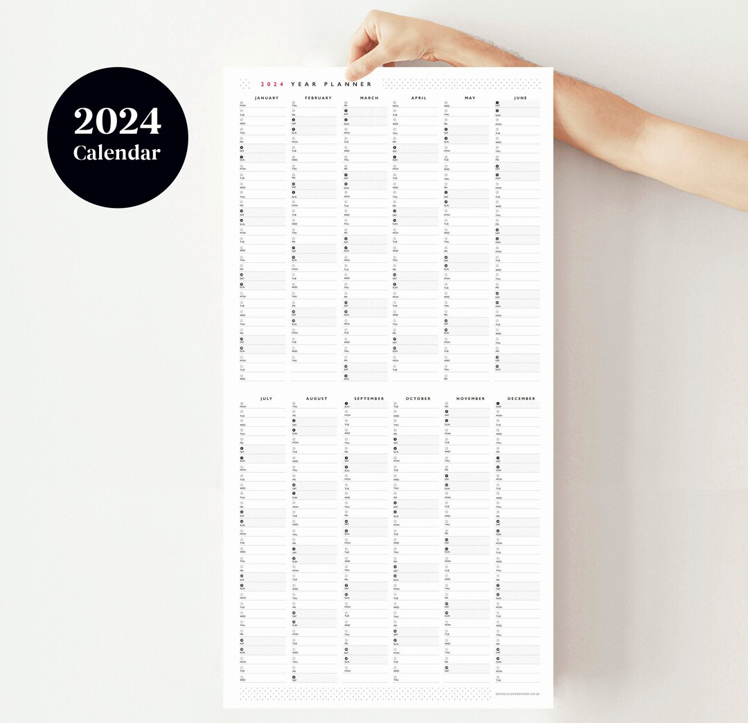 2024 Narrow Portrait Year Planner 2024 Wall Calendar - Etsy