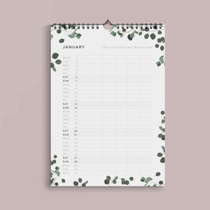2024 Eucalyptus Year Calendar 2024 Wall Calendar Family - Etsy
