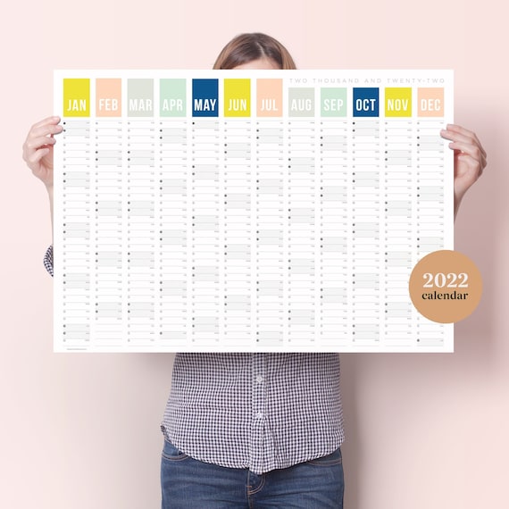 2022 Colour Year Planner 2022 Wall Calendar Monthly | Etsy