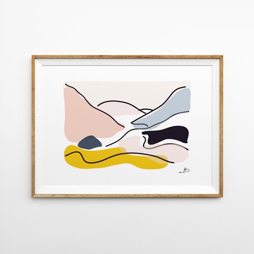 No.6 Abstract Landscape Print Line Art Mountains - Etsy