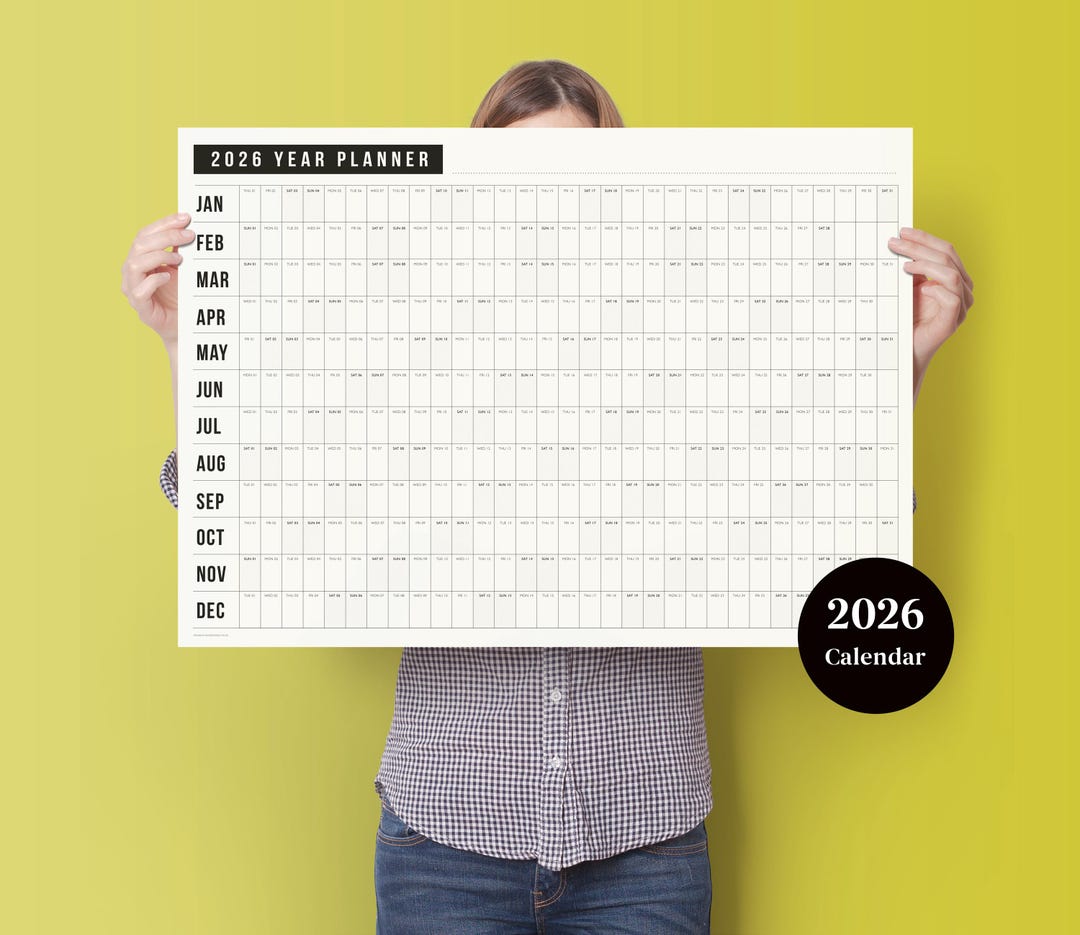 2026 Block Year Planner - 2026 Wall Calendar - Monthly Planner - 2026 ...