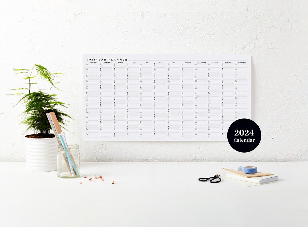2024 Thin Landscape Year Planner 2024 Wall Calendar Monthly Planner ...