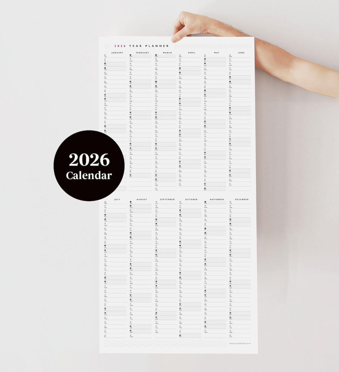 2026 Narrow Portrait Year Planner - 2026 Wall Calendar - Monthly ...