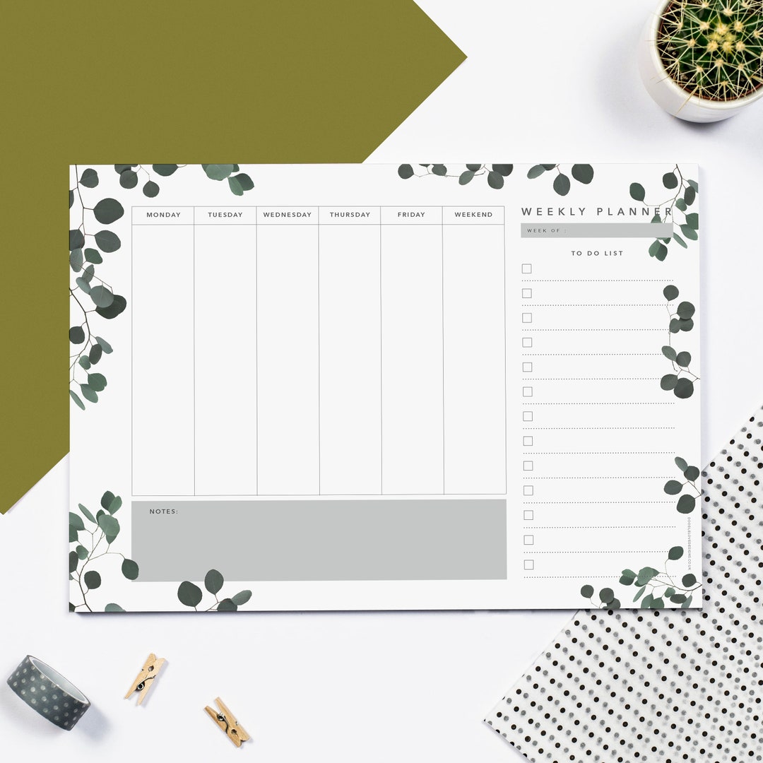 Eucalyptus Weekly Planner Pad - Weekly Desk Planner Pad - Weekly ...
