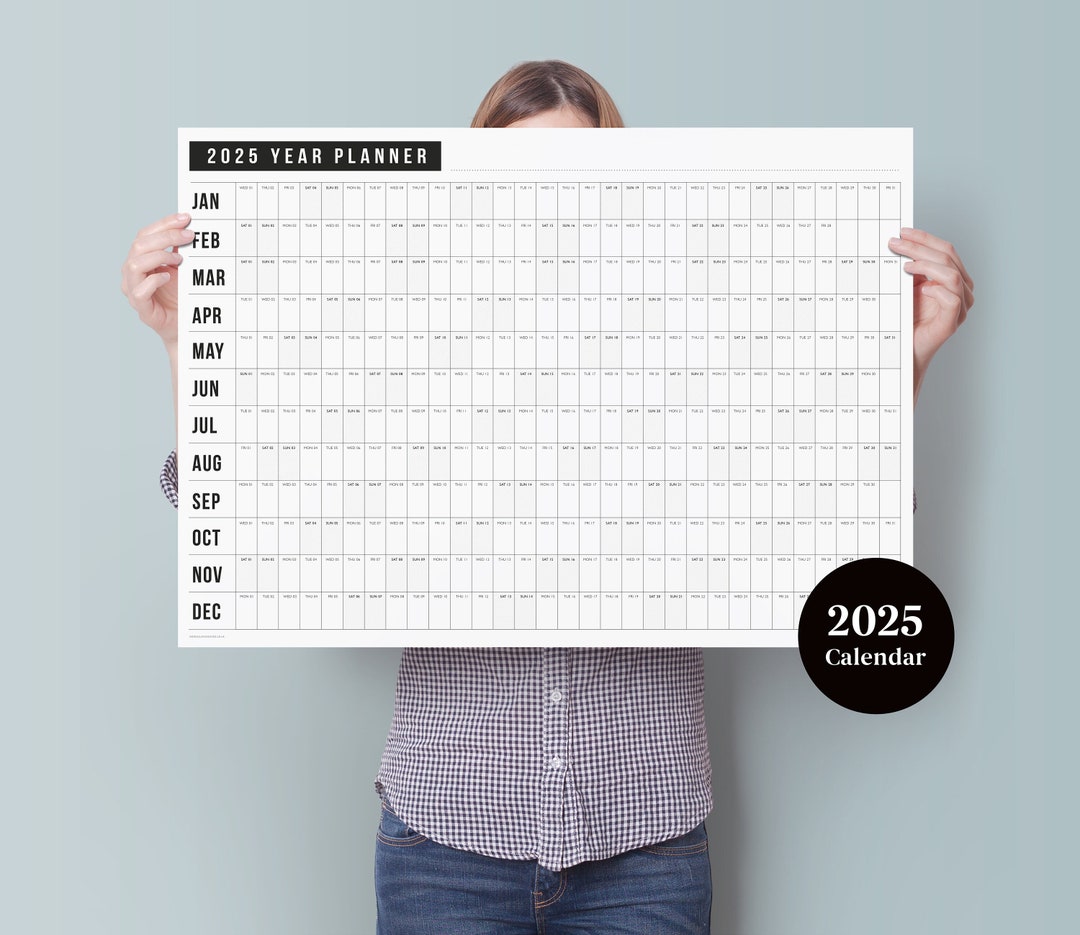 2025 Block Year Planner - 2025 Wall Calendar - Monthly Planner - 2025 ...