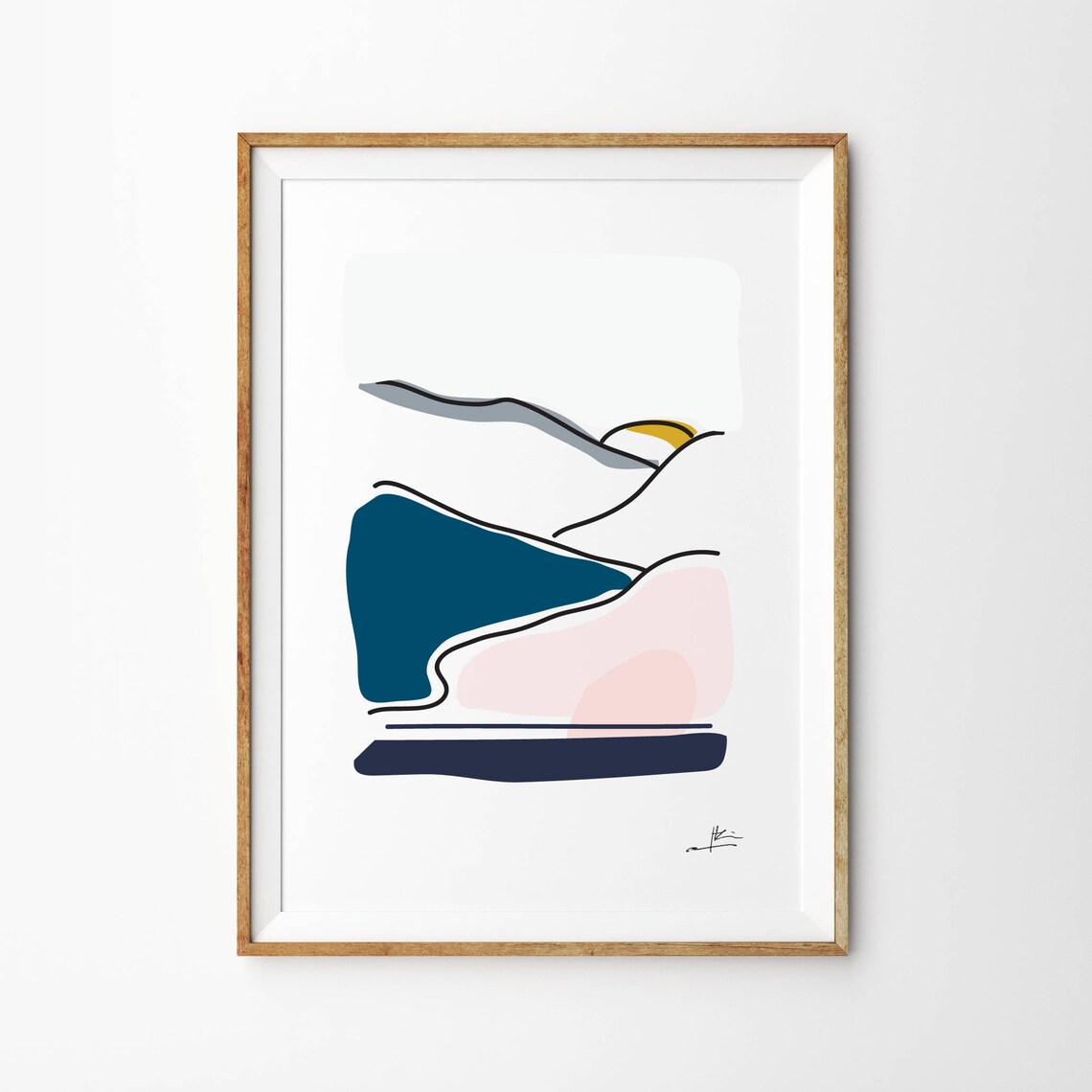 No.2 Abstract Landscape Print - Line Art - Mountains - Minimalist - Etsy