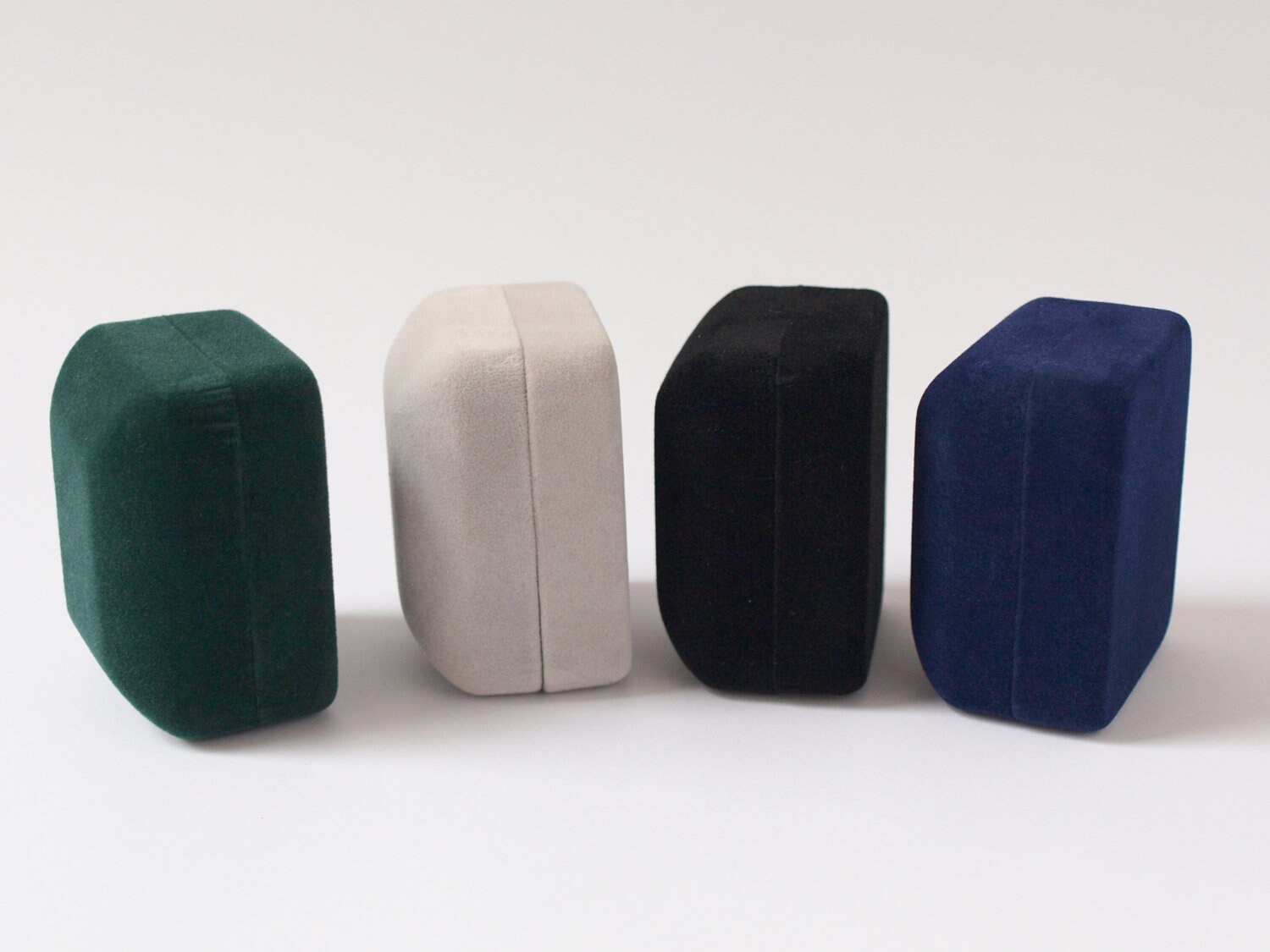Grey Velvet Double Ring Box, Box for Two Rings, Wedding Ring Box, Ring ...