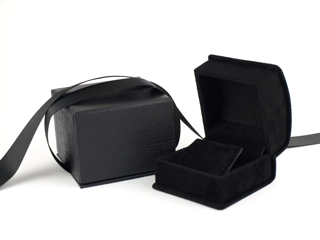 Black Luxury Velvet Earring Box, Velvet Earring Gift Box With Gfit Box ...