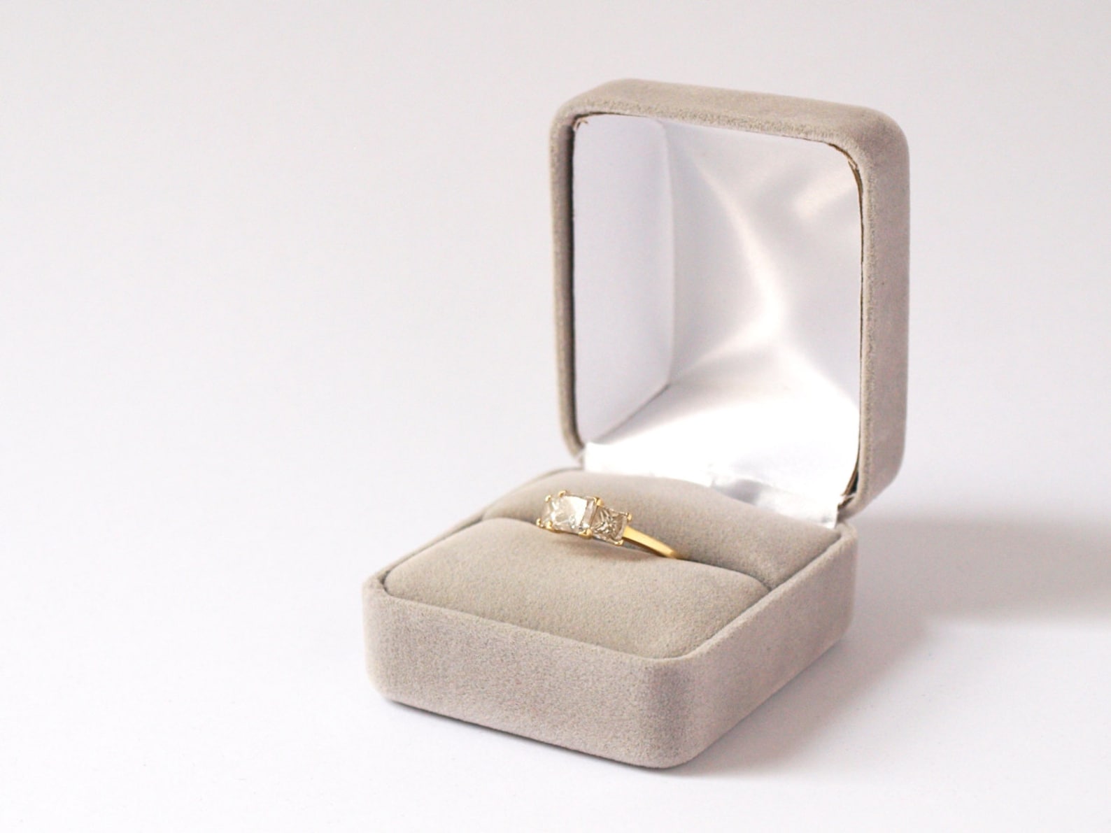 Silver Grey Velvet Ring Box Engagement Ring Box Proposal - Etsy