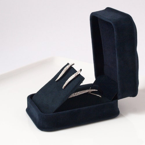 Navy Blue Velvet Necklace Box Universal Gift Box for Pendant | Etsy