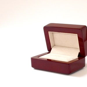 Red Wood Ring Box for Two Rings, Ring Bearer Double Ring Box, Rosewood ...