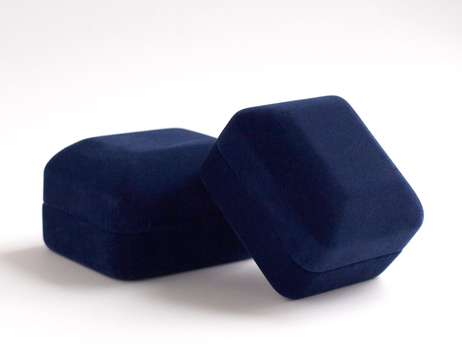 Blue Velvet Double Ring Box Wedding Ring Box Ring Box for Two | Etsy