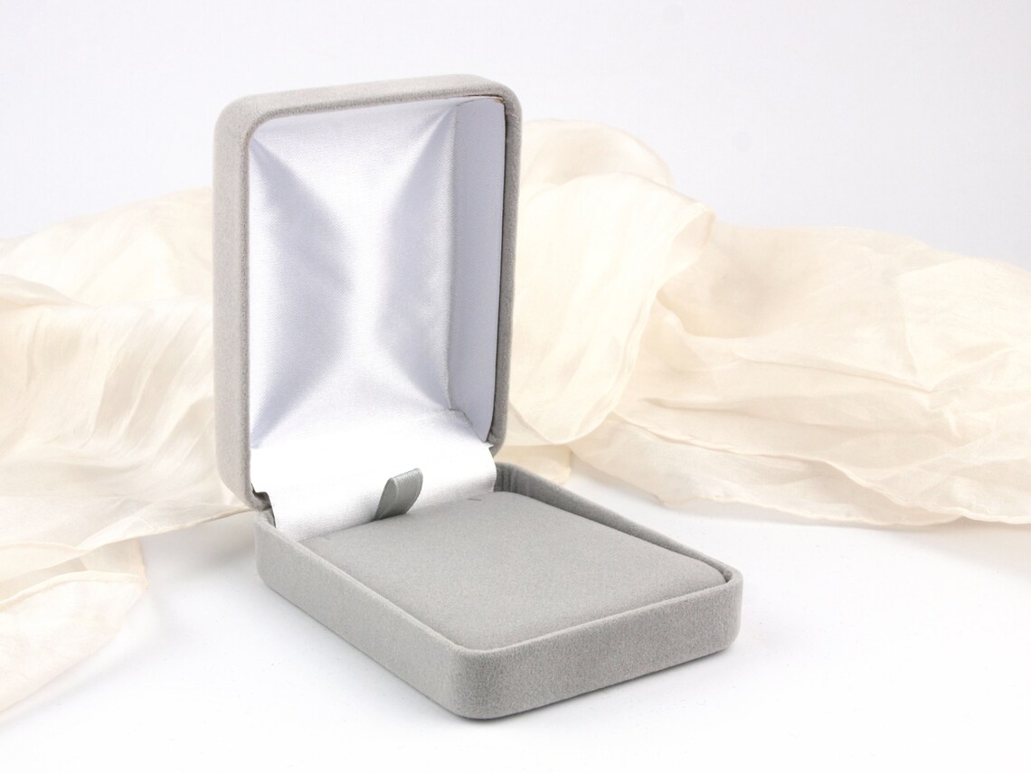 Silver Grey Velvet Necklace Box Soft Classic Velvet Gift Box | Etsy