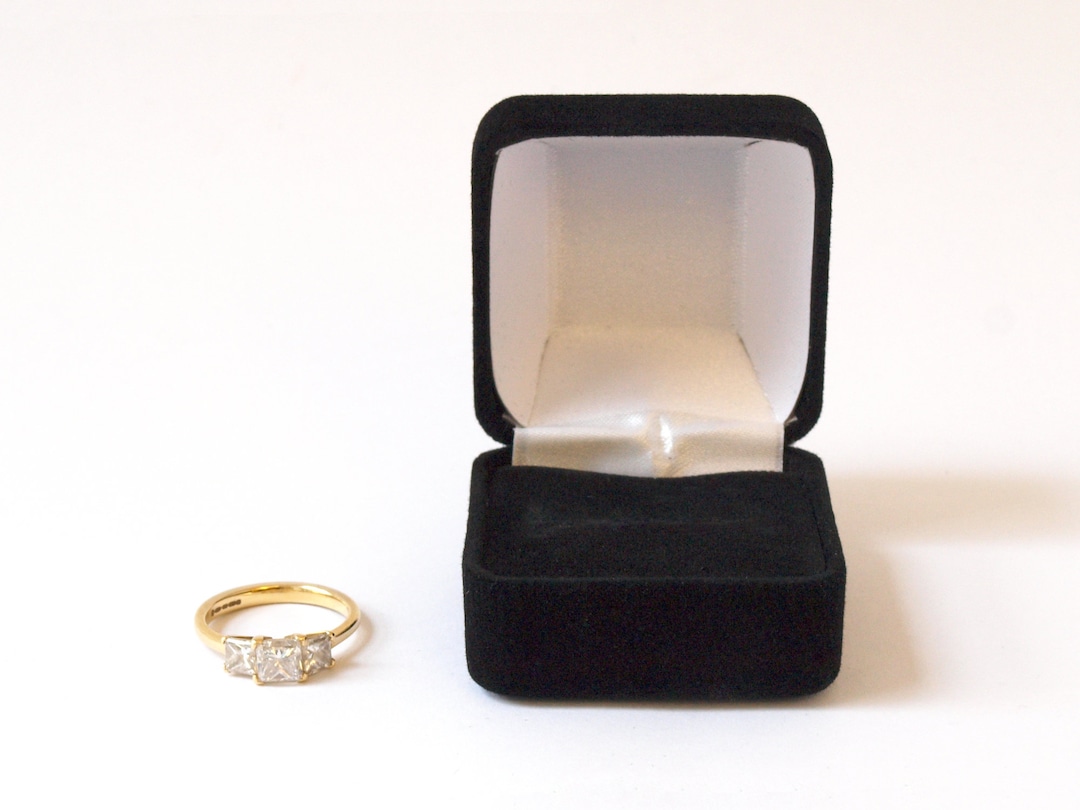 Black Velvet Ring Box, Black Engagement Ring Box, Proposal Ring Box ...