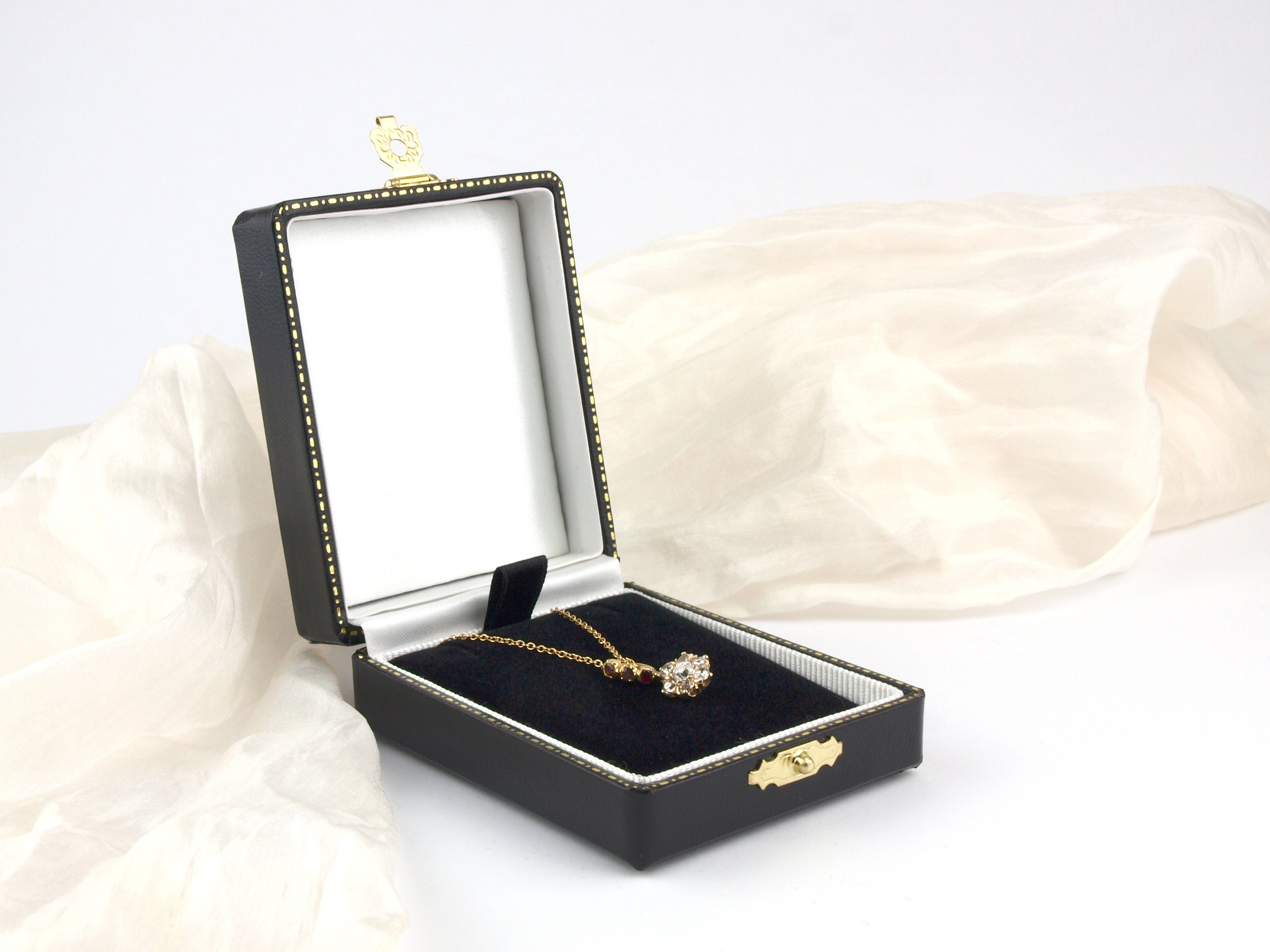 Antique Style Necklace Box Black and Gold Jewellery Gift Box | Etsy