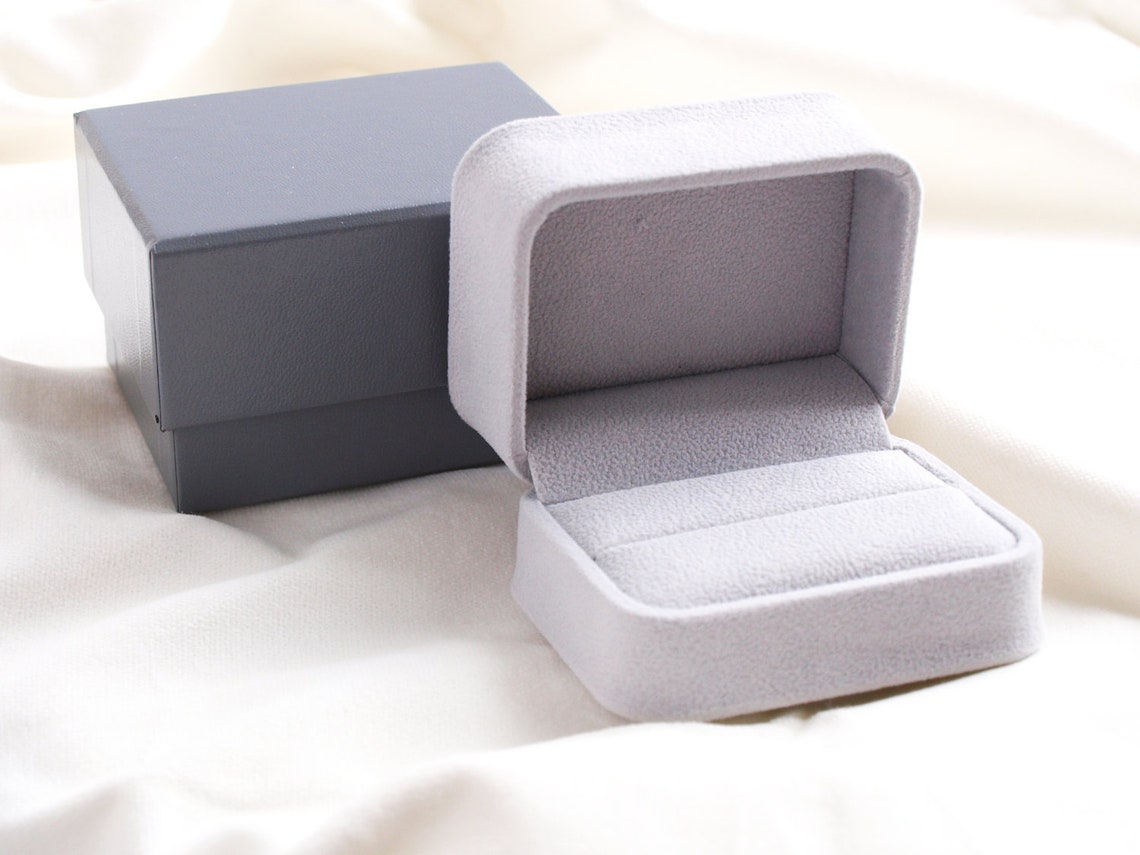 Luxurious Silver Grey Velvet Ring Box Double Ring Box for | Etsy
