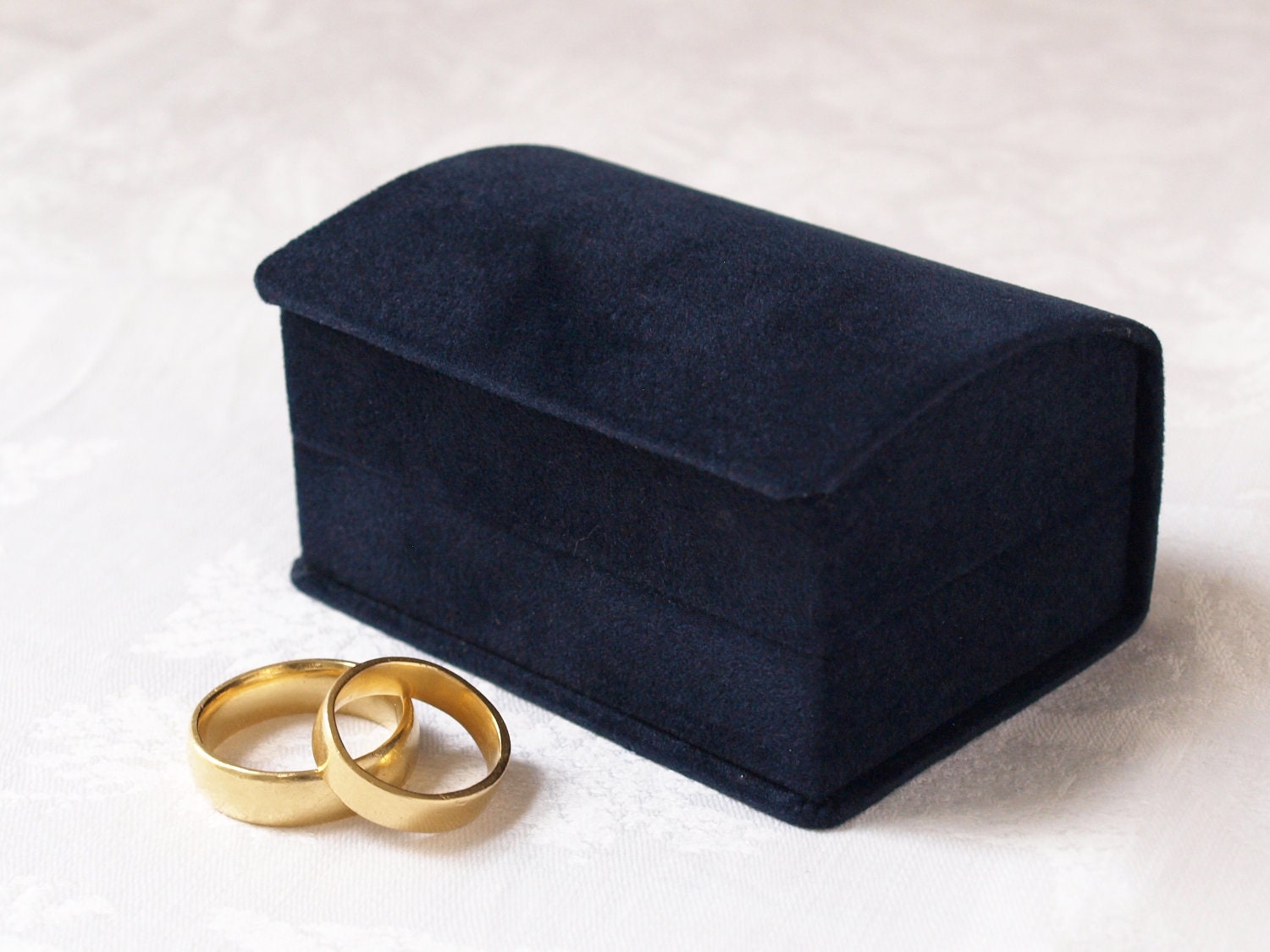 Navy Blue Velvet Ring Box for Two Rings Velvet Wedding Double - Etsy UK