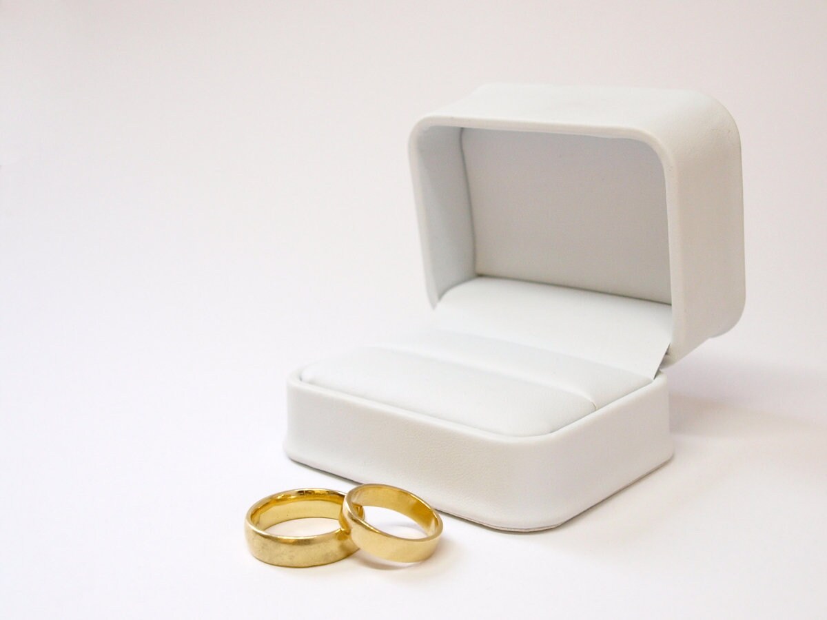 Black Double Ring Box Wedding Engagement Ring Box Cufflink | Etsy