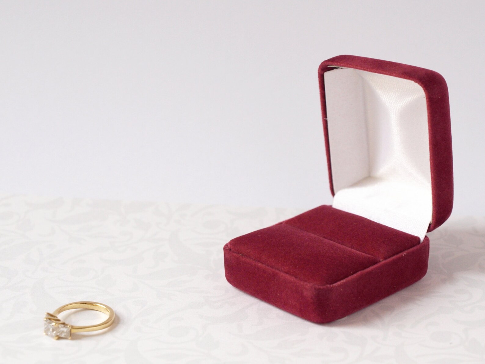 Burgundy Velvet Ring Box Engagement Ring Box Proposal Ring | Etsy