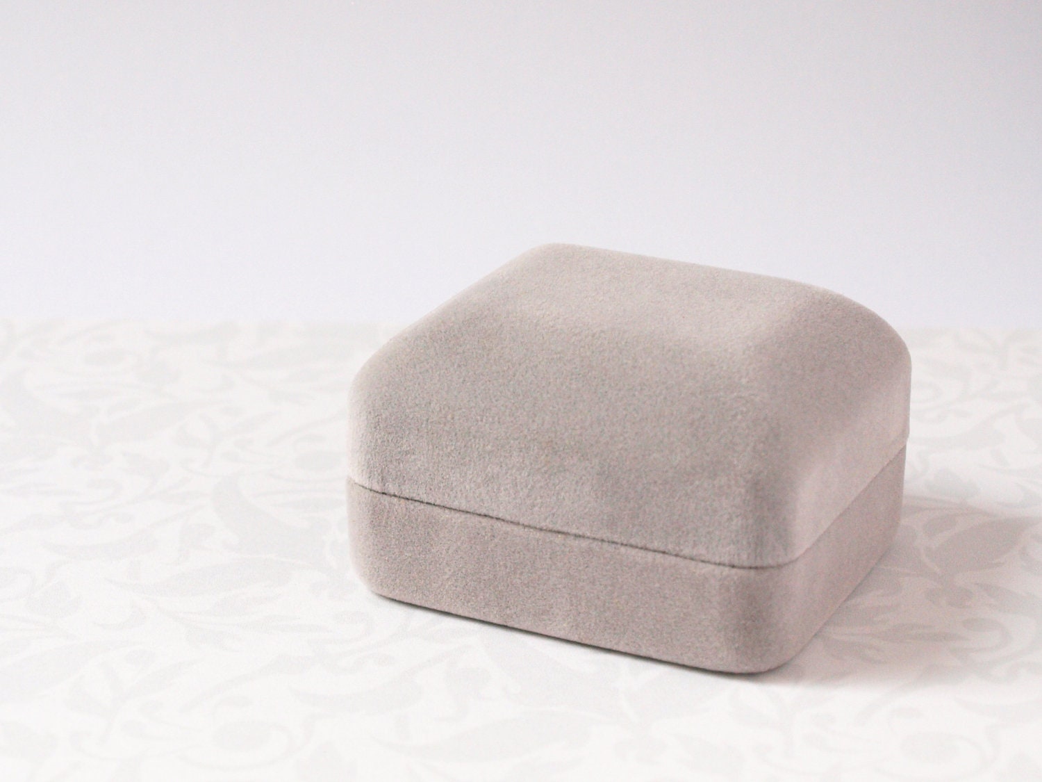 Grey Velvet Double Ring Box, Box for Two Rings, Wedding Ring Box, Ring ...