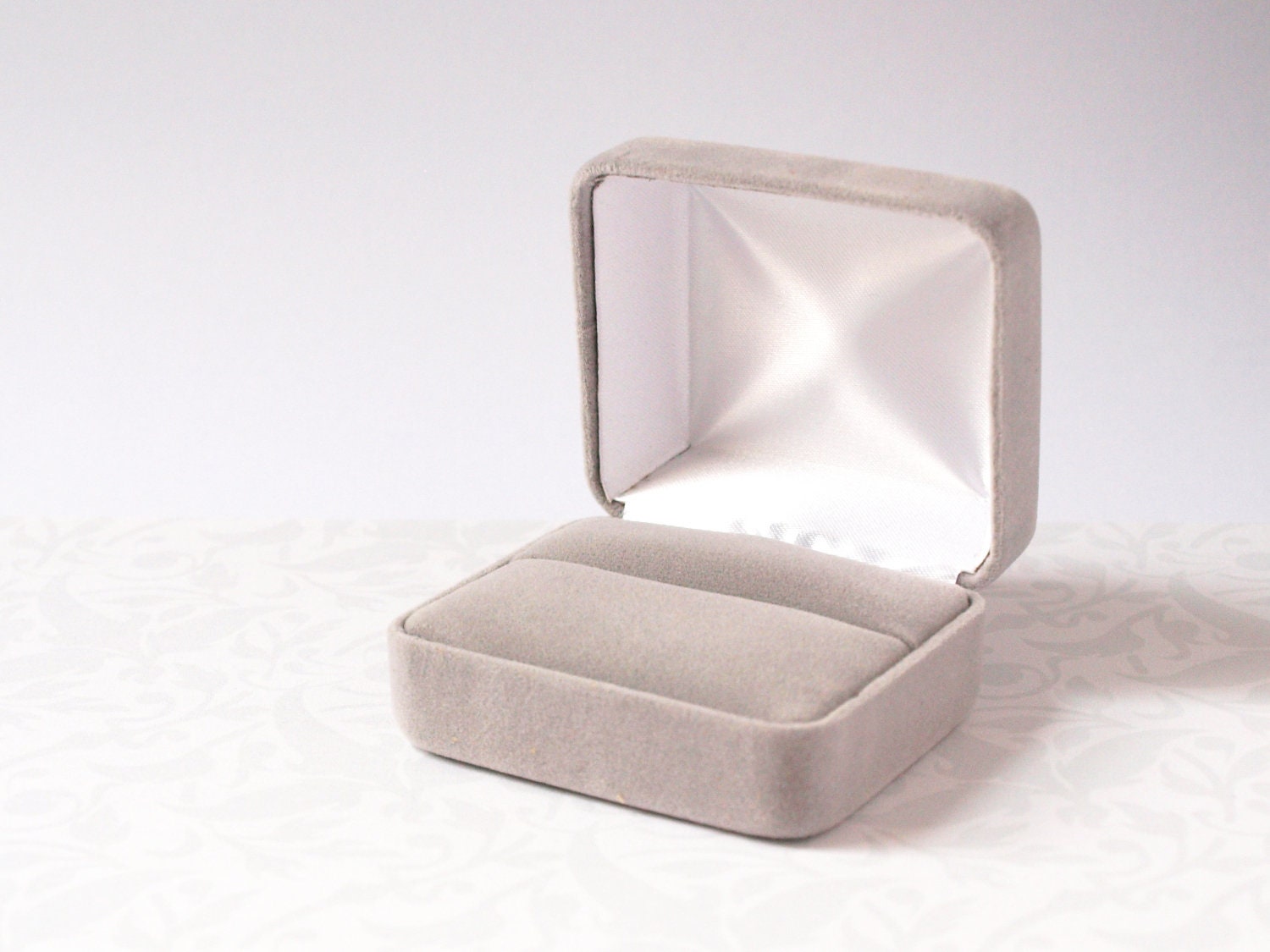 Grey Velvet Double Ring Box, Box for Two Rings, Wedding Ring Box, Ring ...