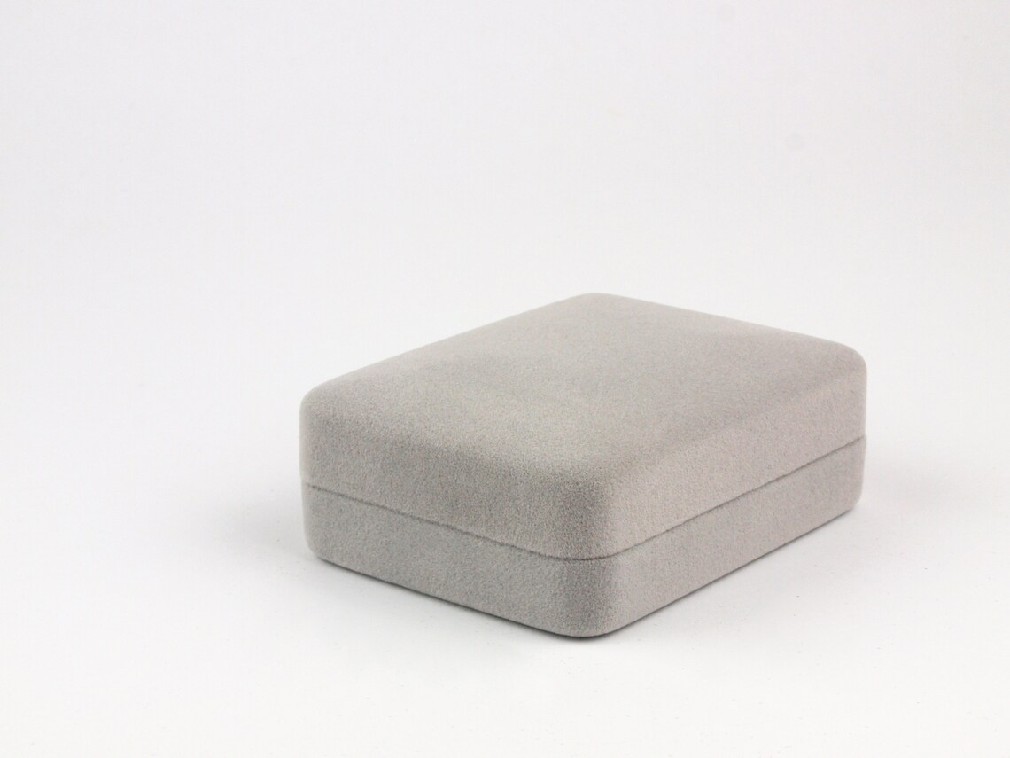 Silver Grey Velvet Necklace Box Soft Classic Velvet Gift Box - Etsy