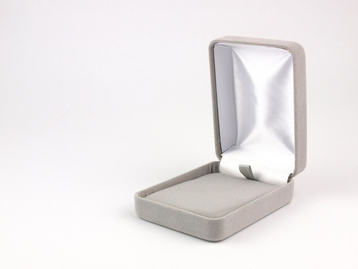 Silver Grey Velvet Necklace Box Soft Classic Velvet Gift Box - Etsy