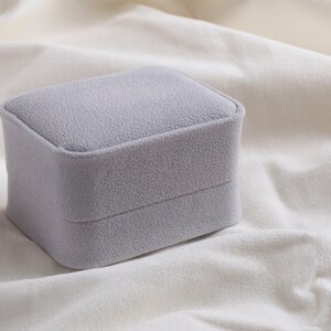 Luxurious Silver Grey Velvet Ring Box, Double Ring Box for Wedding ...