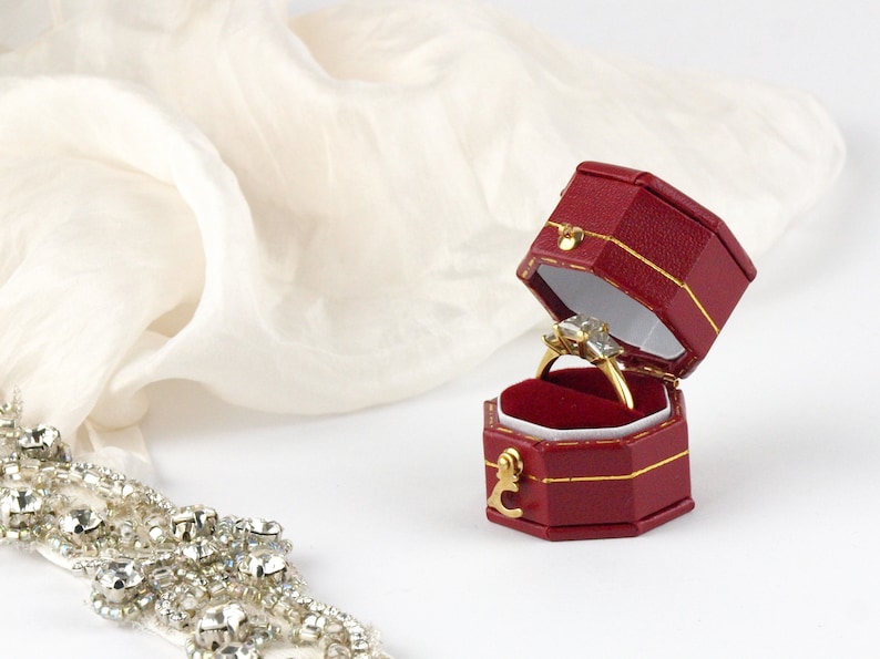 Burgundy Ring Box Engagement Ring Box Proposal Ring Box | Etsy