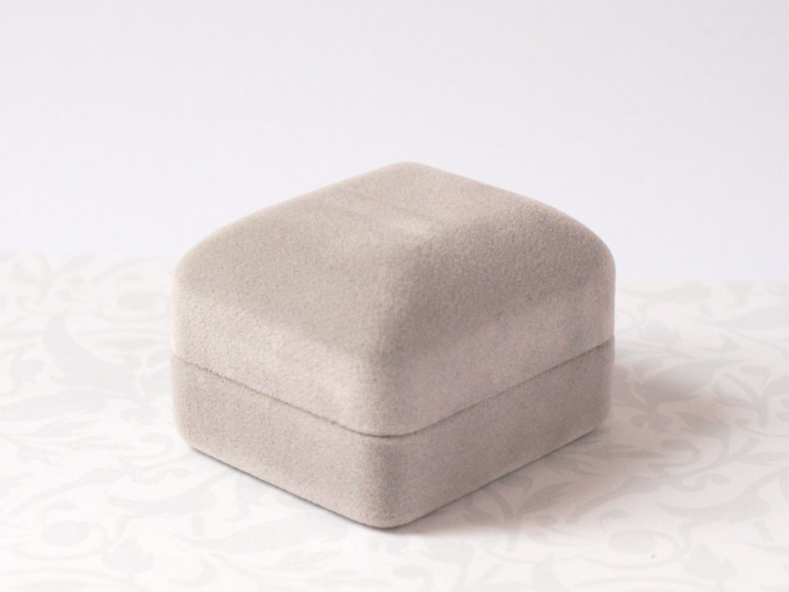 Silver Grey Velvet Ring Box, Engagement, Proposal, Wedding Ring Holder ...