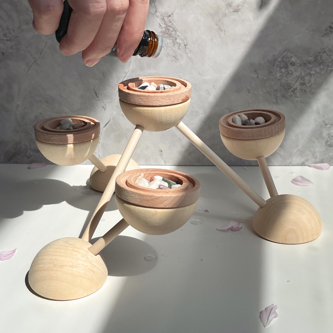 Wood Aromatherapy Diffuser: Sacred Geometry Zen Decor With Aroma Bowls ...