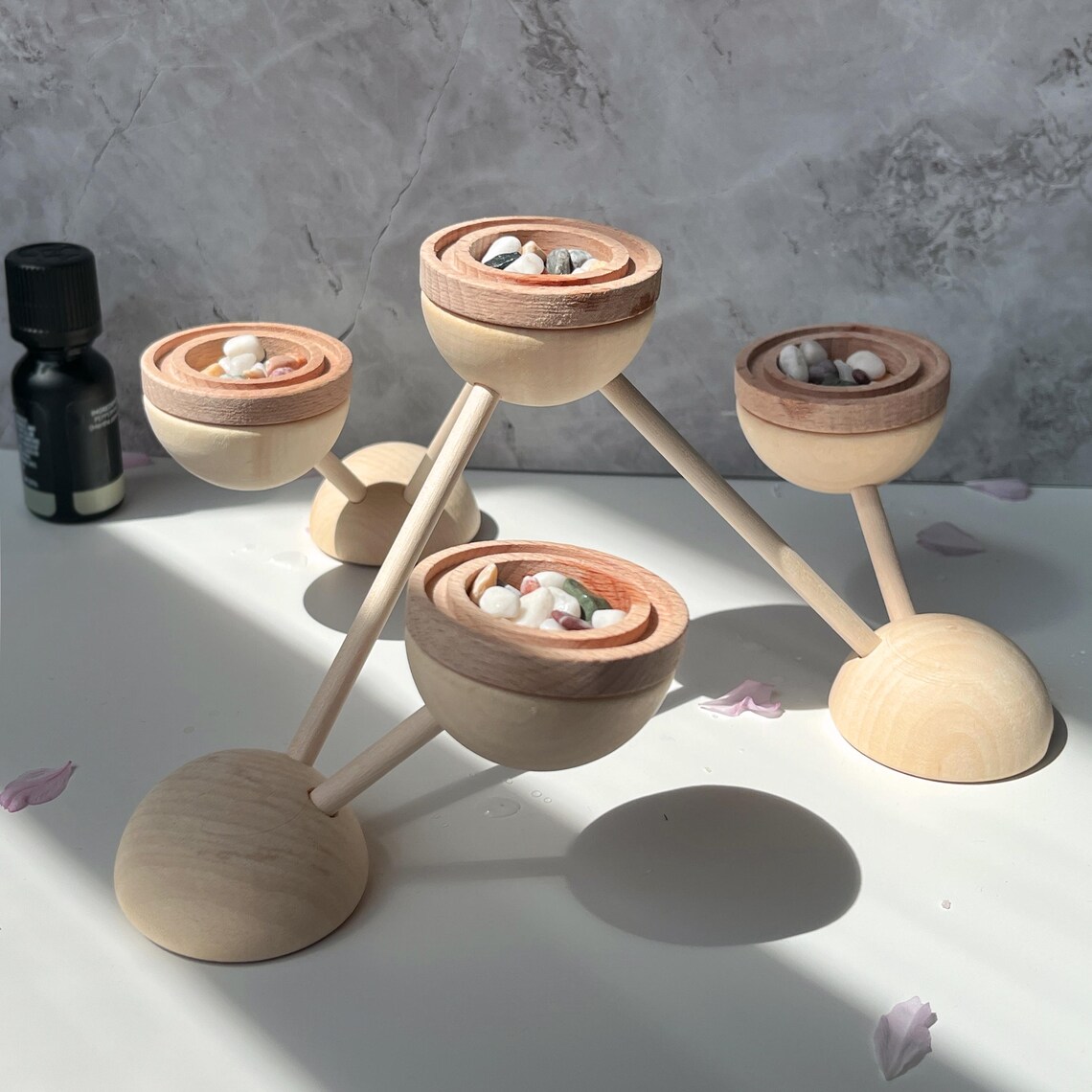 Wood Aromatherapy Diffuser: Sacred Geometry Zen Decor With Aroma Bowls ...