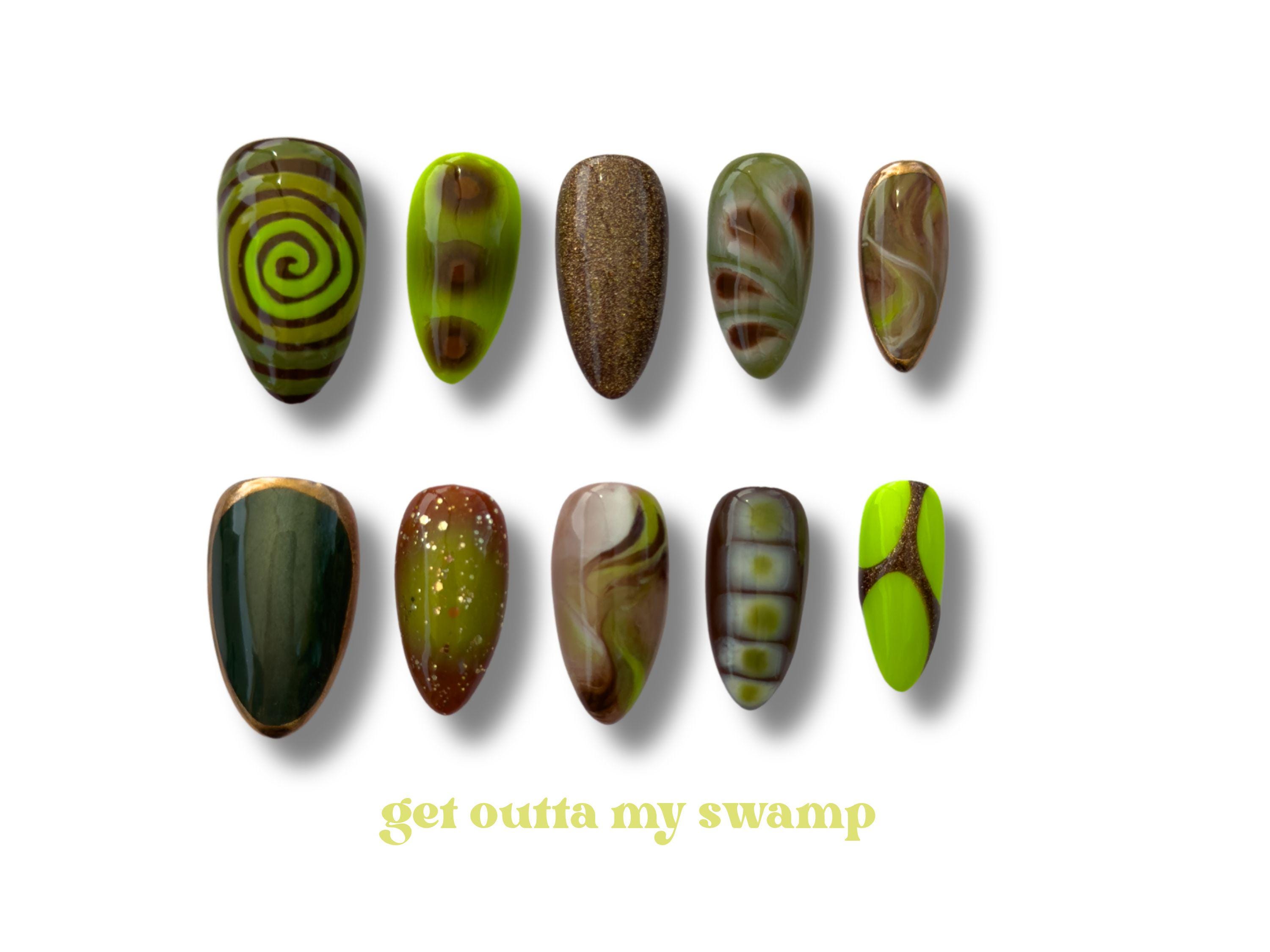 Get Outta My Swamp Press on Nails | Shrek Nails | Swamp Nails | Chrome ...