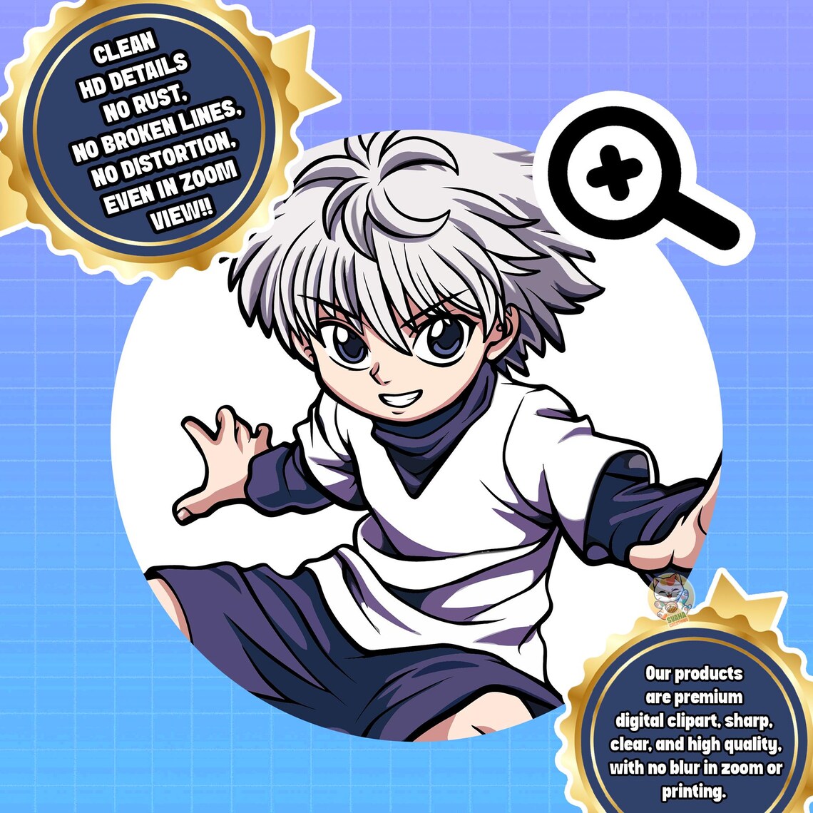Hunter Anime Chibi Clipart Stickers : Printable PNG SVG Clipart Bundle ...