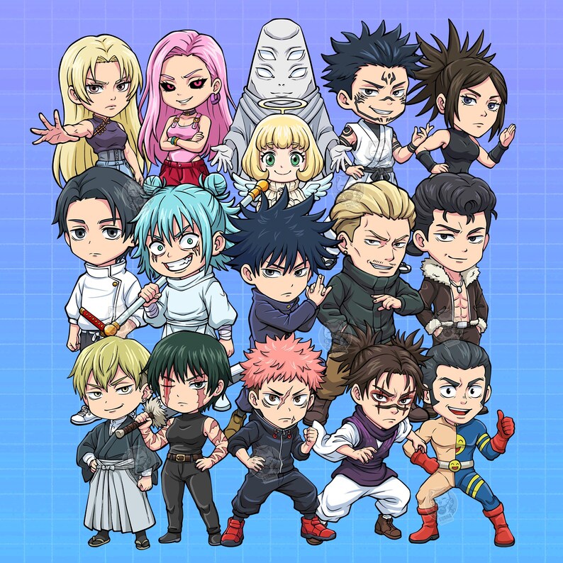 Jujutsu Anime Sorcerer Chibi Bundle, Cursed Spirit Fighter PNG & SVG ...