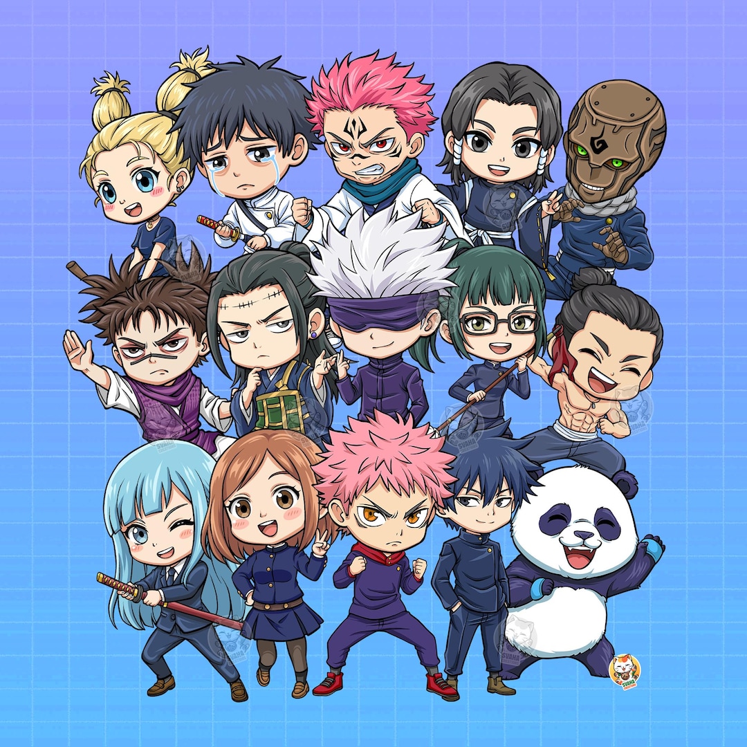 Jujutsu Chibi Clipart Bundle Stickers: Anime Chibi Printable PNG & SVG ...