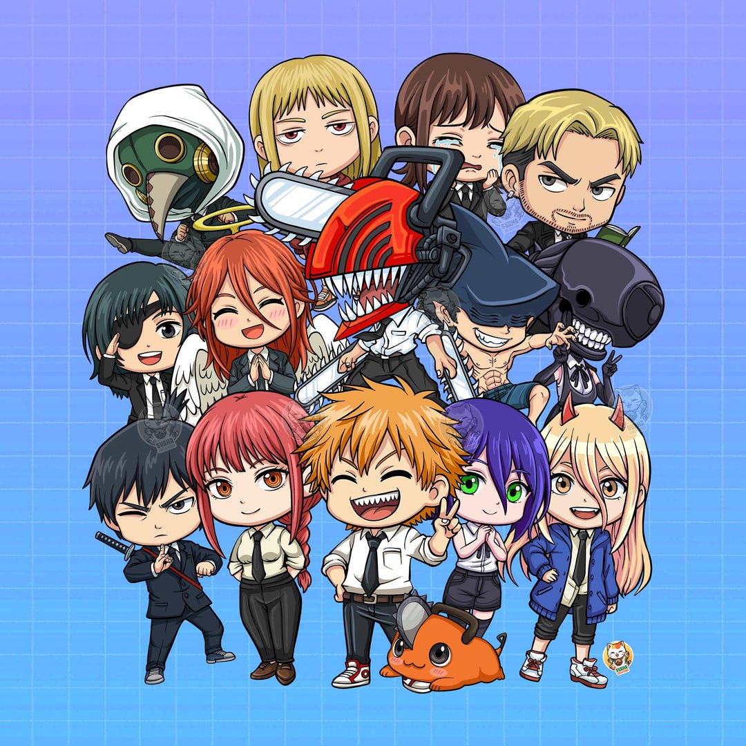 Anime Chainsaw Chibi Stickers: HD PNG & SVG Clipart (digital Download ...