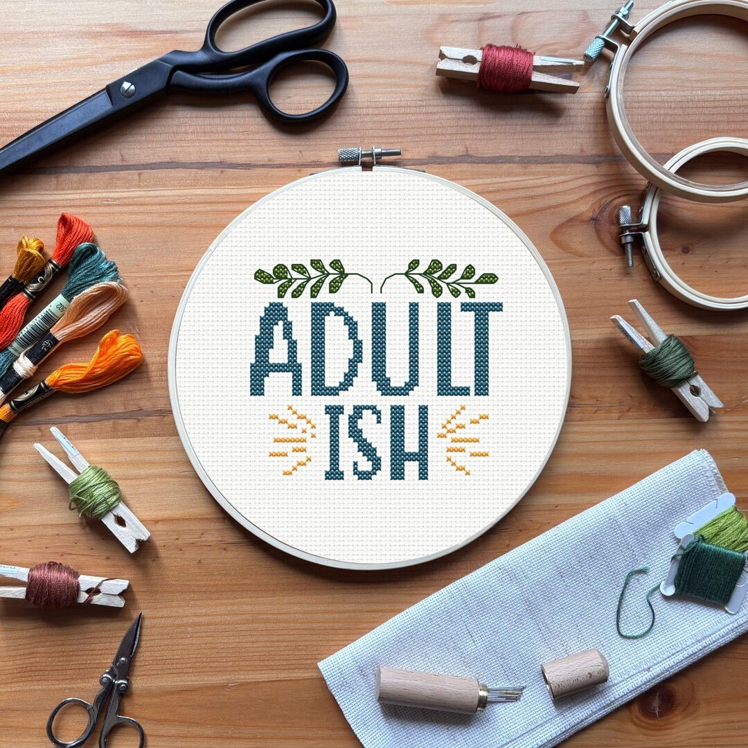 Snarky "adult Ish" Cross Stitch Pattern: Funny Beginner Project (PDF ...