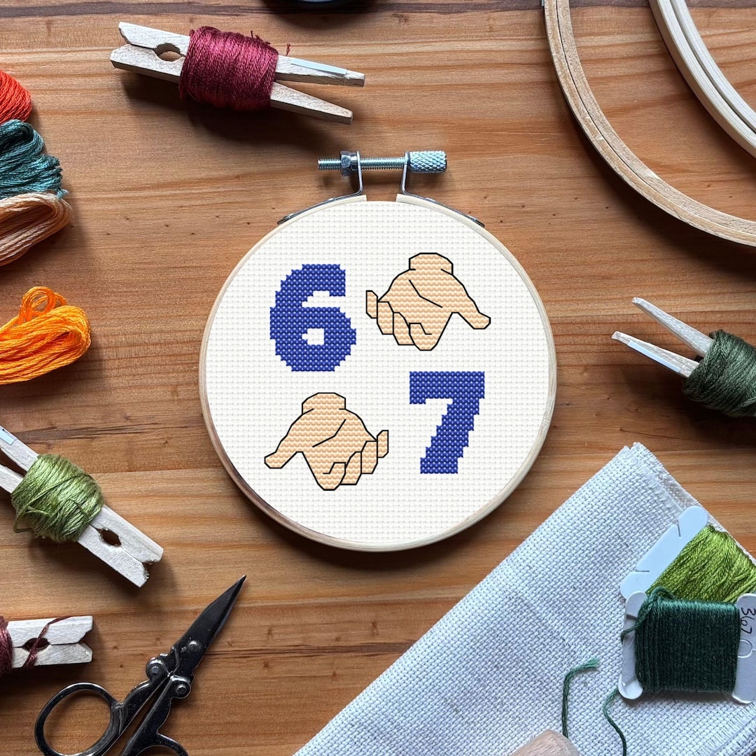 SIX - SEVEN! - 6 7 Cross Stich Pattern - Snarky Meme Culture - Humorous ...