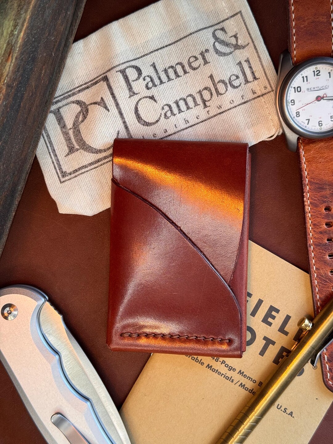 The Premiere | Leather Front Pocket Card Wallet | Brown Harness | Hand ...