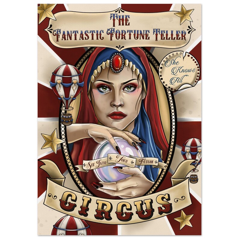 Vintage Circus Fortune Teller Poster - Fine Art Print With Vibrant Colors - Etsy