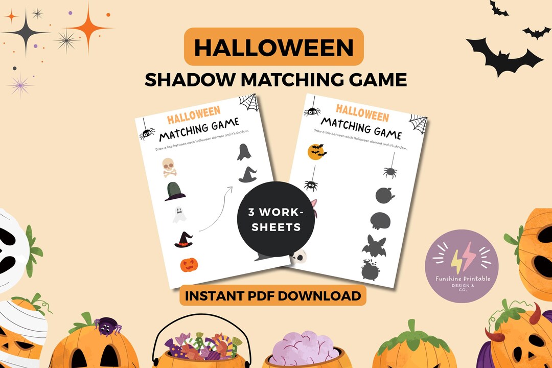 Halloween Shadow Matching Game, Printable, Instant Download, Kids ...
