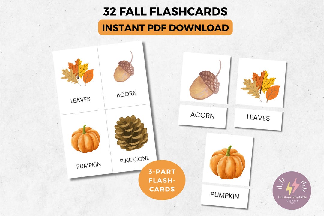 32 Fall Vocabulary Cards, Autumn, Nature, Montessori, Activity for ...